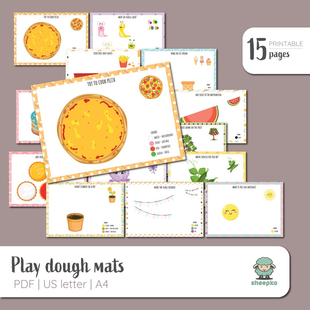 Play Dough Mats for Toddler Activity - Montessori Printable Materials ...