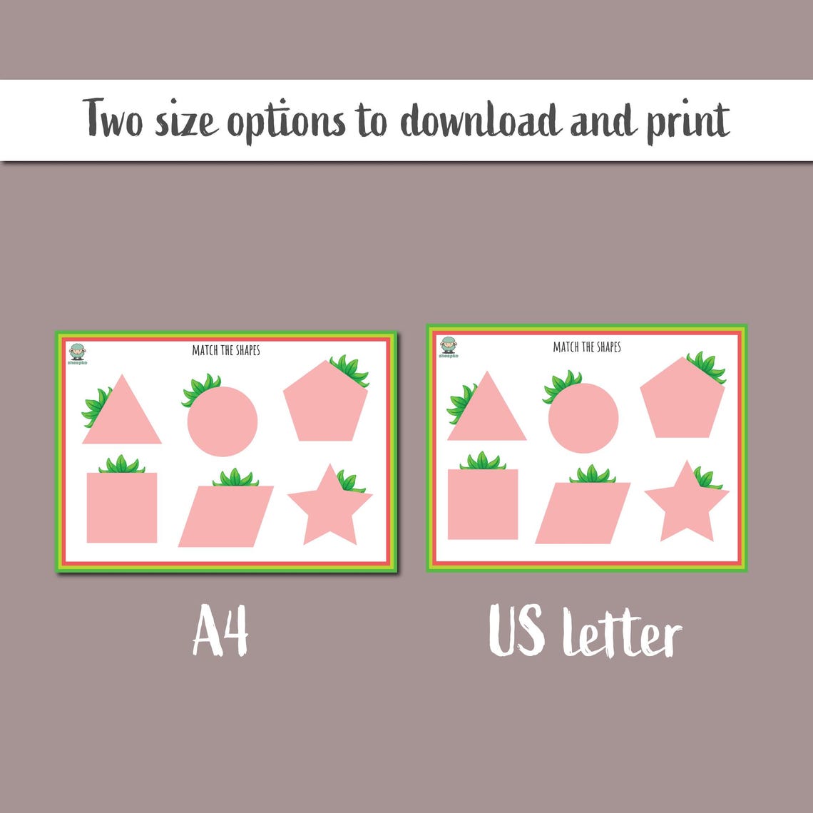 Strawberry Shapes Matching Activity for Toddlers - Montessori ...