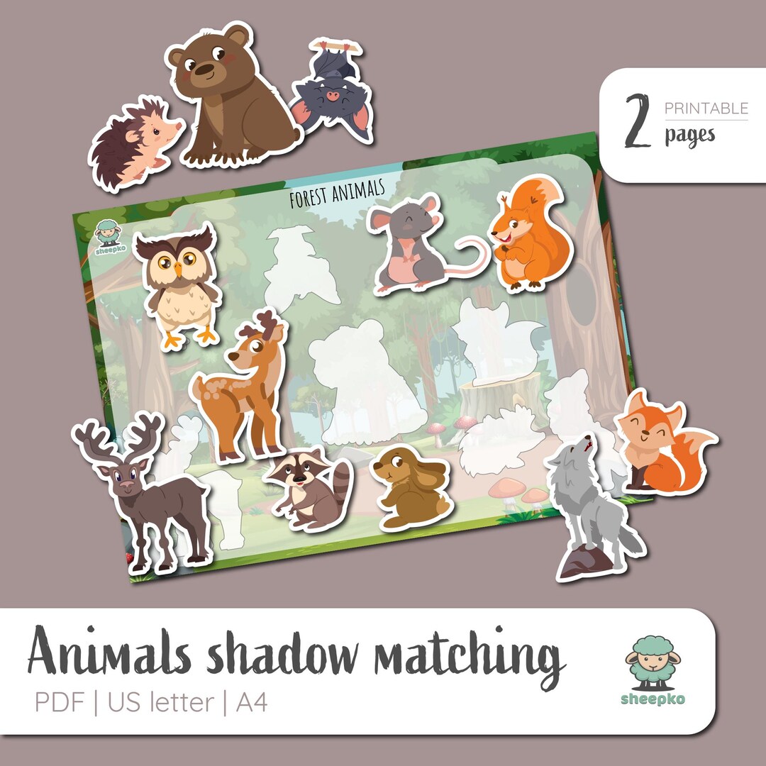Forest Animals Shadow Matching Activity for Toddlers - Early Learning ...