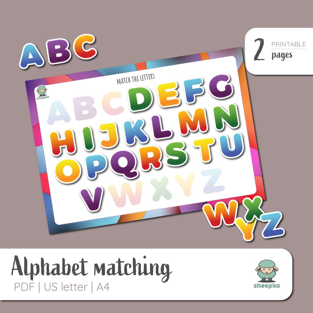Alphabet Matching Activity Sheet, ABC Match, Alphabet Learning ...