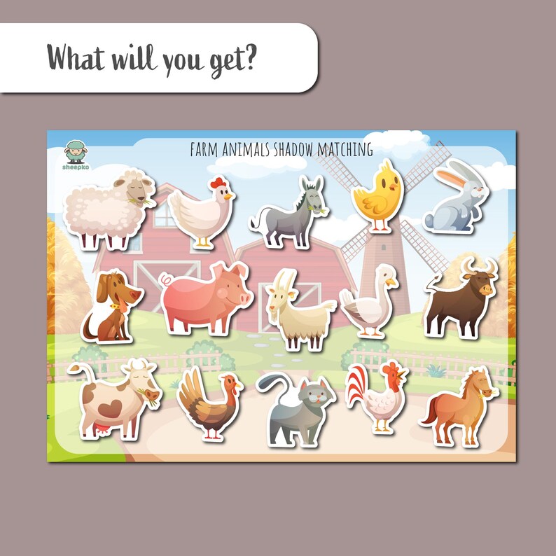 Farm Animals Shadow Matching Activity - Printable Homeschool Montessori ...