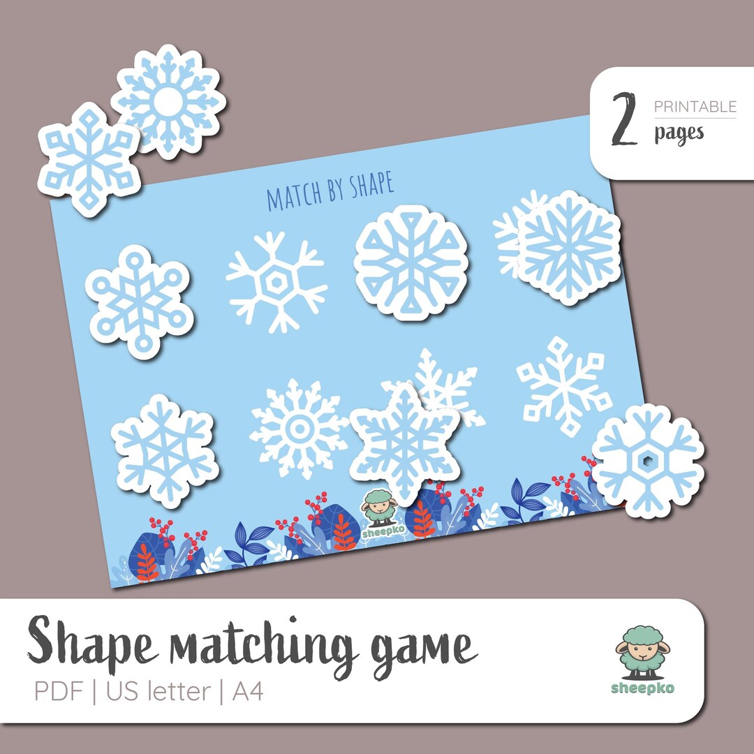 Shape Matching Game, Winter Busy Book, Toddler Activity Sheet - Etsy