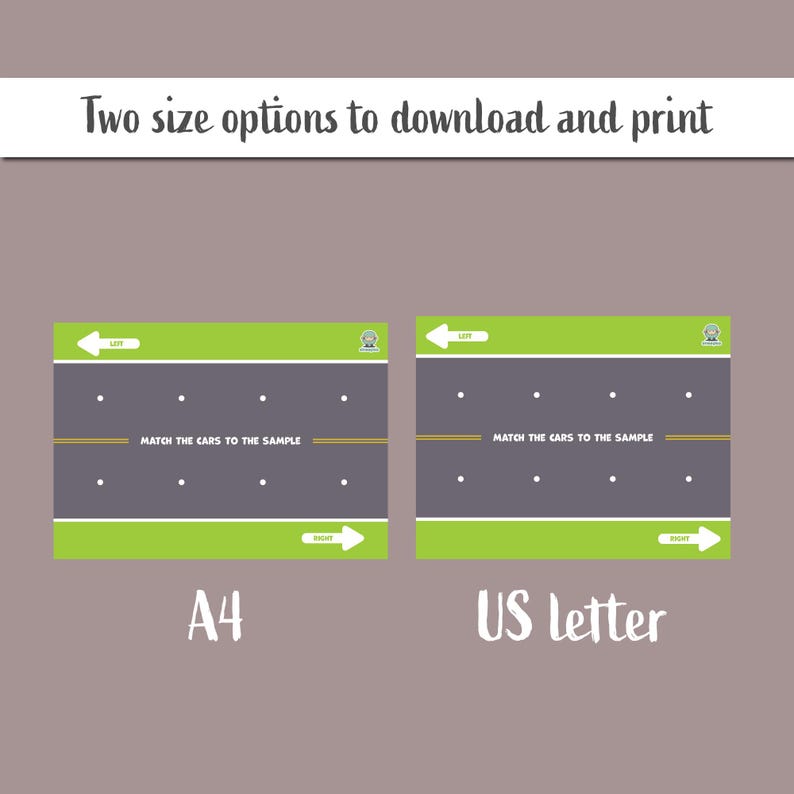 Cars Direction Matching Game – Montessori Printable Materials for ...