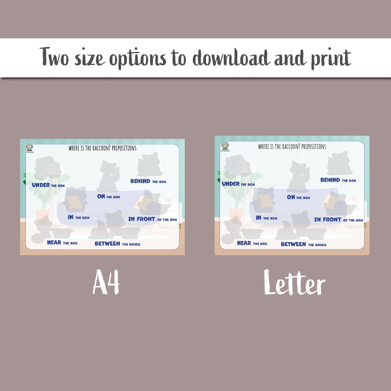 Prepositions Matching Game, Montessori Learning Activity (printable ...