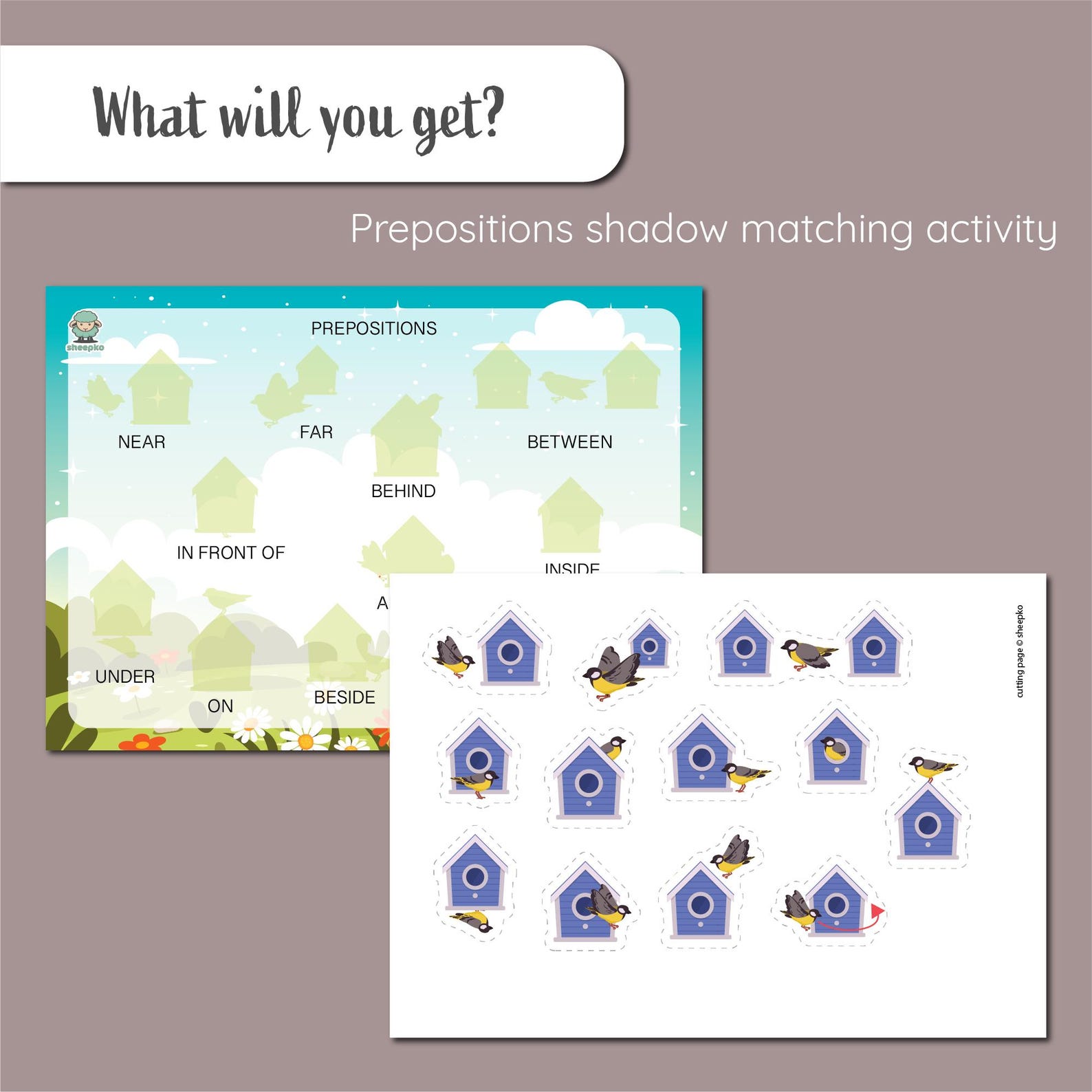 Preposition Activity, Preposition Matching, Positional Words Printable ...