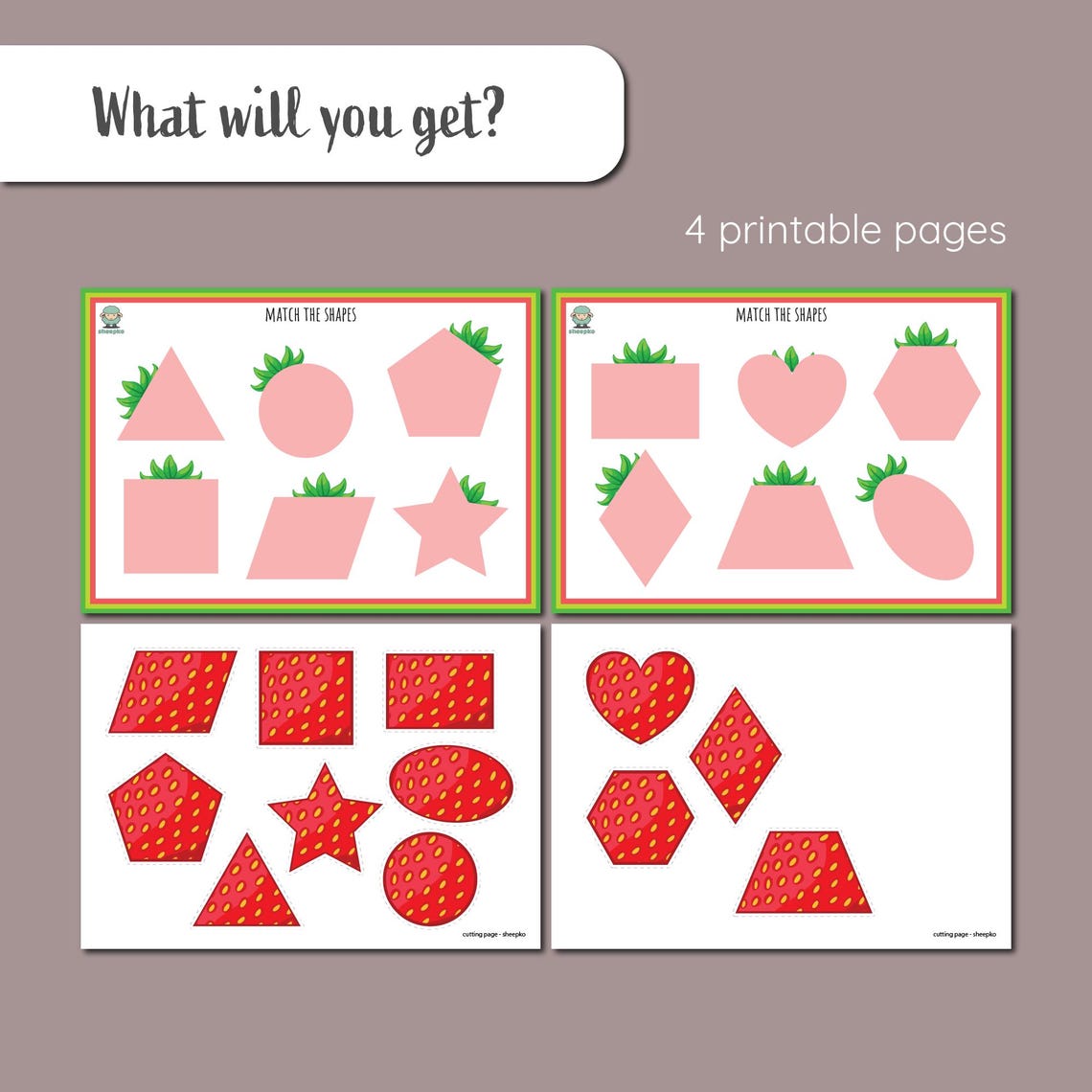 Strawberry Shapes Matching Activity for Toddlers - Montessori ...