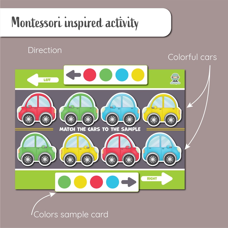 Cars Direction Matching Game – Montessori Printable Materials for ...