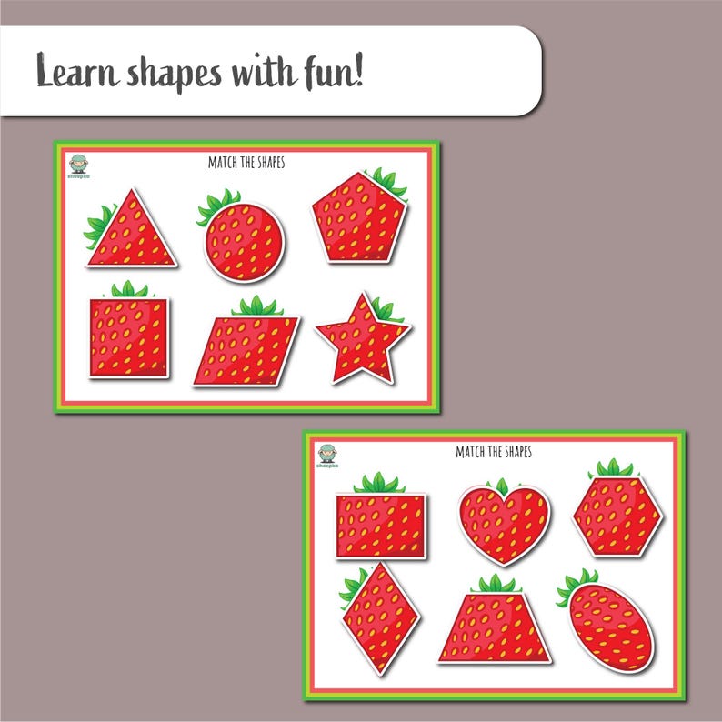 Strawberry Shapes Matching Activity for Toddlers - Montessori ...