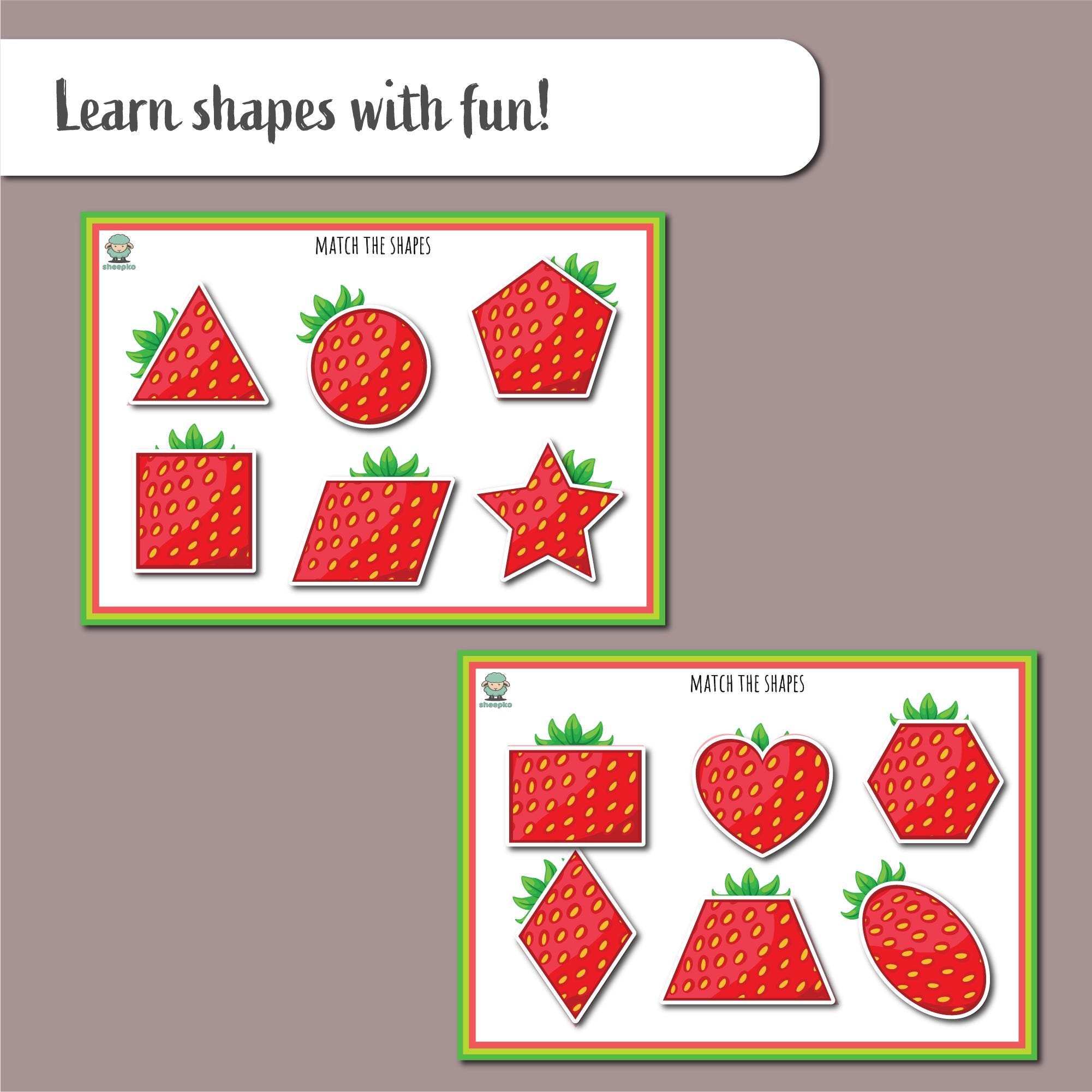 Strawberry Shapes Matching Activity for Toddlers - Montessori ...