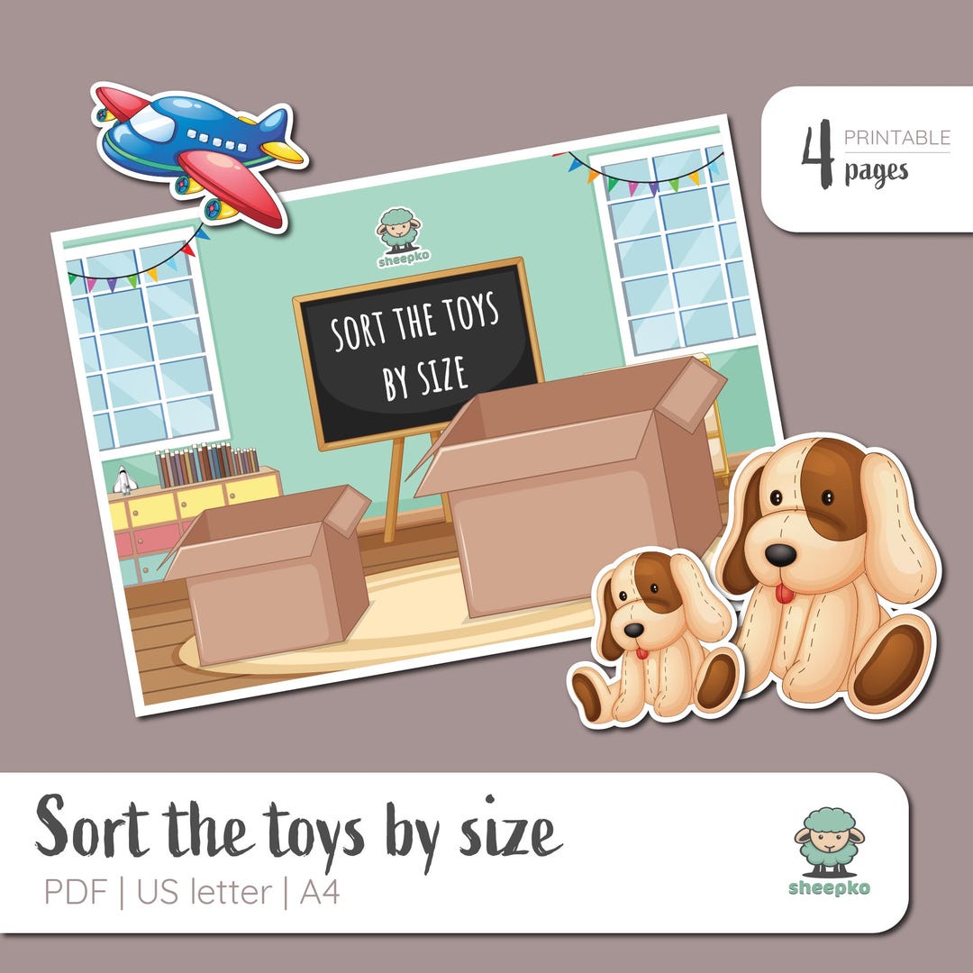 Size Sorting Activity, Montessori Learning, Busy Book Activity Page ...