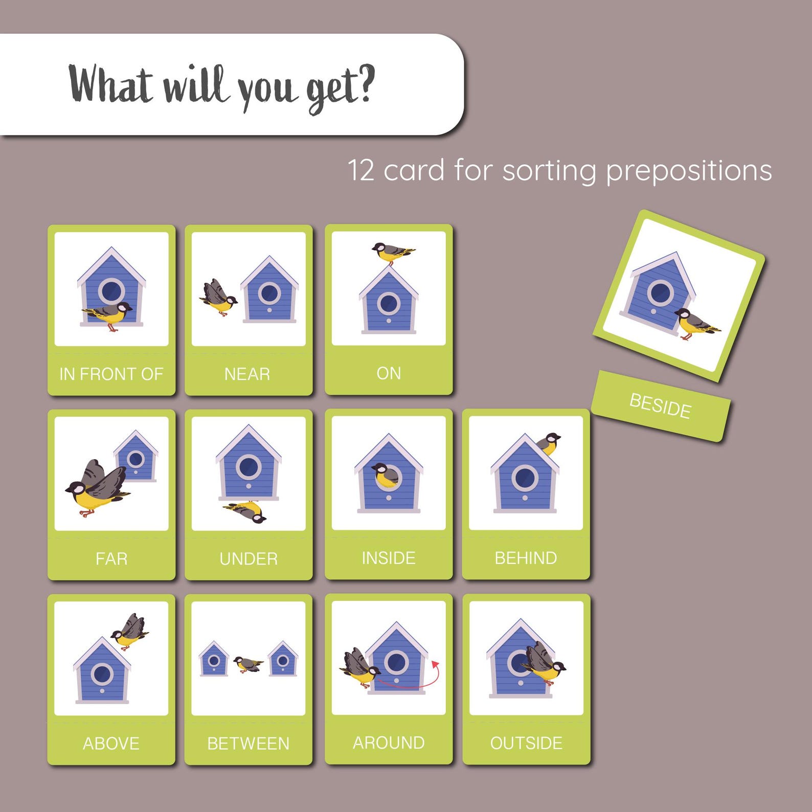 Preposition Activity, Preposition Matching, Positional Words Printable ...