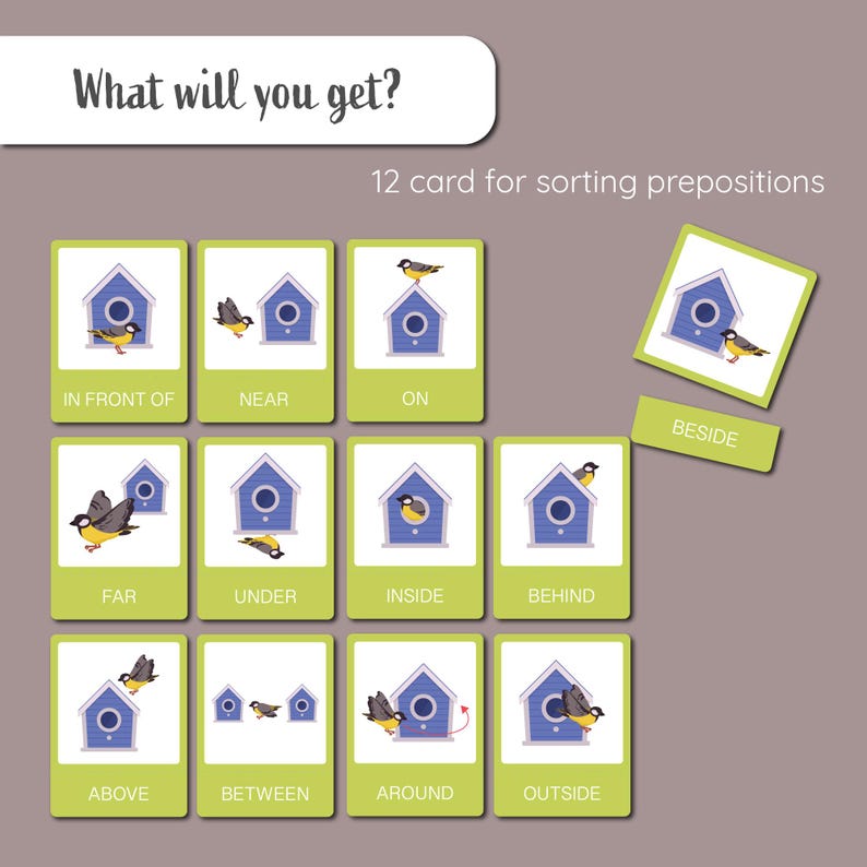 Preposition Activity, Preposition Matching, Positional Words Printable ...