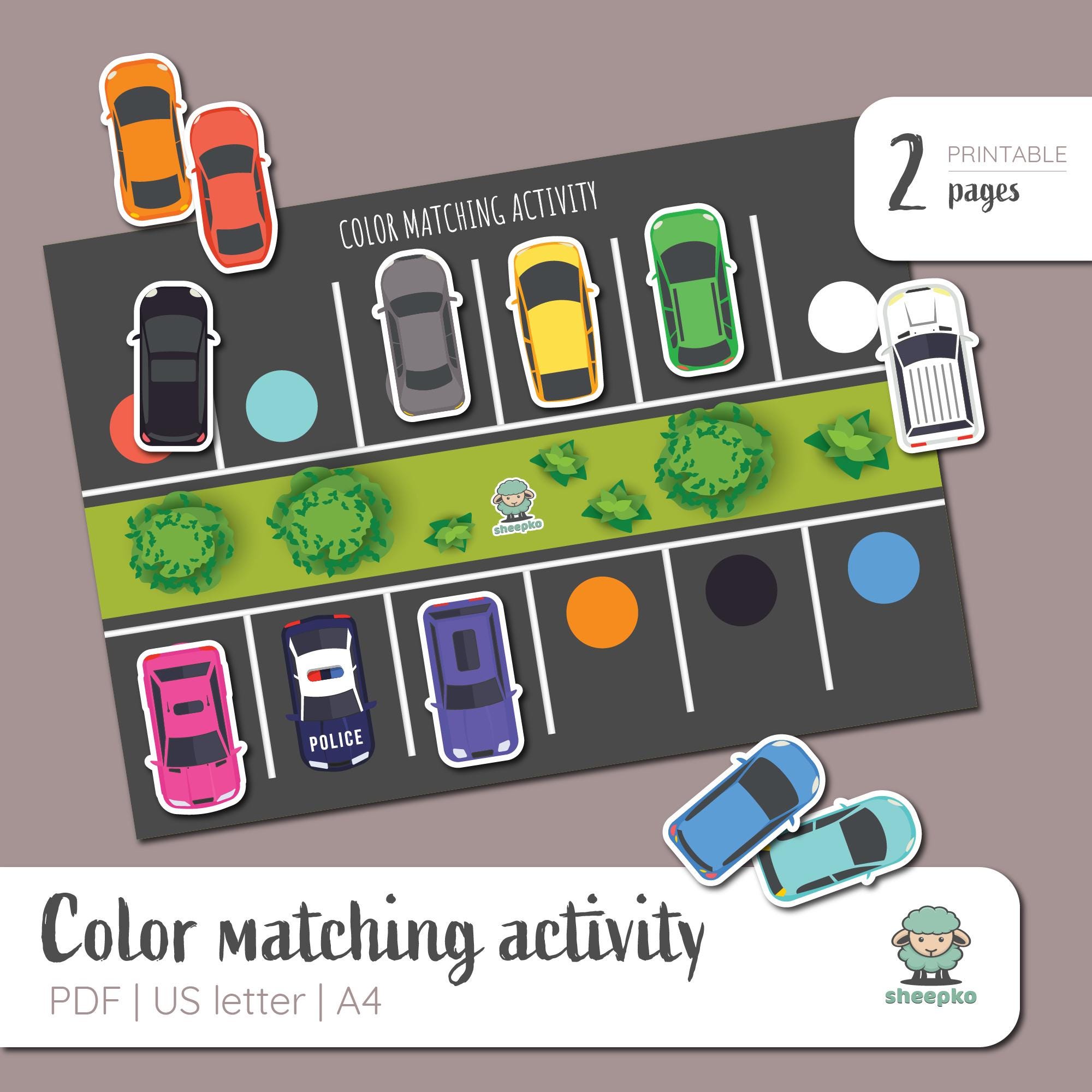 Cars Color Matching Game – Montessori Printable for Toddlers ...