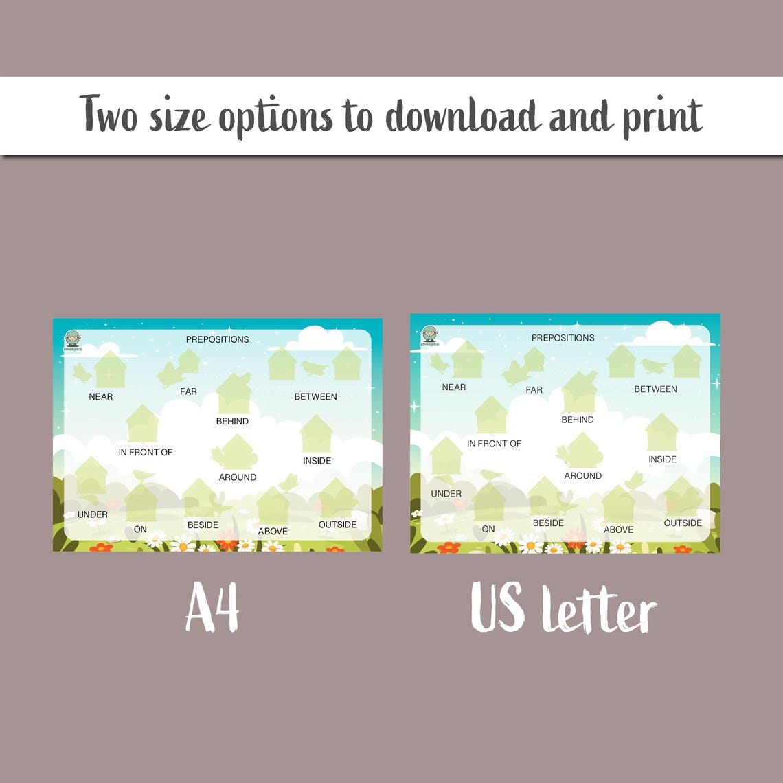 Preposition Activity, Preposition Matching, Positional Words Printable ...