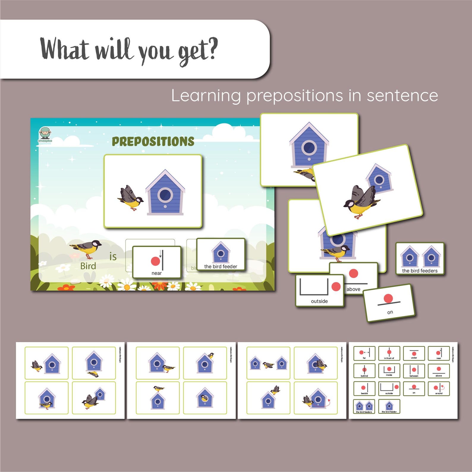 Preposition Activity, Preposition Matching, Positional Words Printable ...