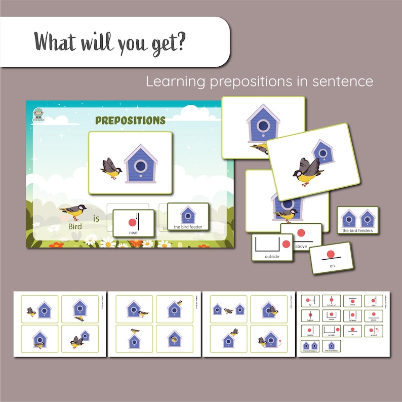Preposition Activity, Preposition Matching, Positional Words Printable ...