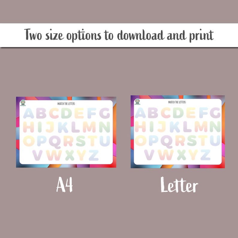Alphabet Matching Activity Sheet, ABC Match, Alphabet Learning ...