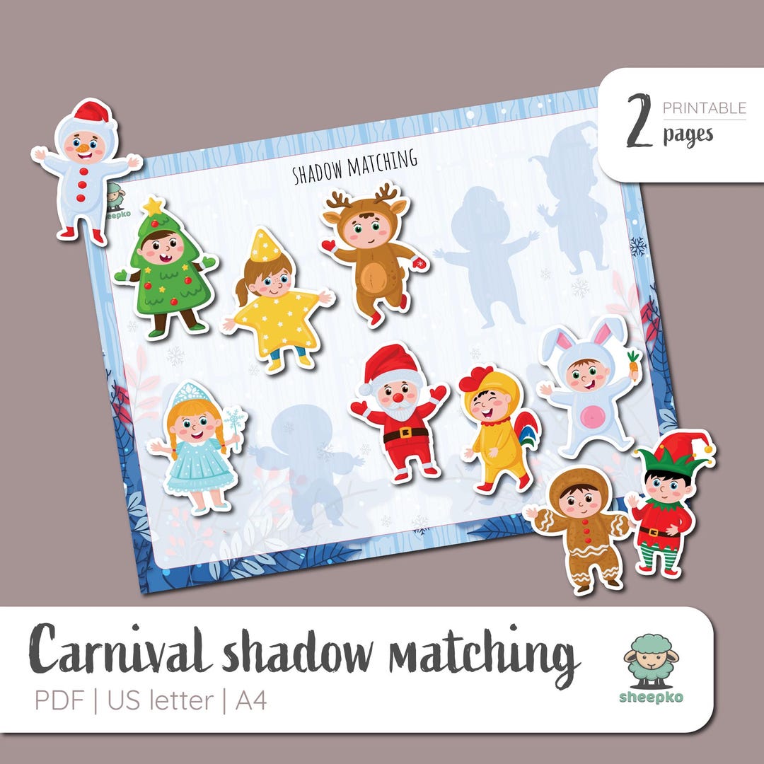 Shadow Matching Activity Sheet, Winter Busy Book Sheet, Early Toddler ...