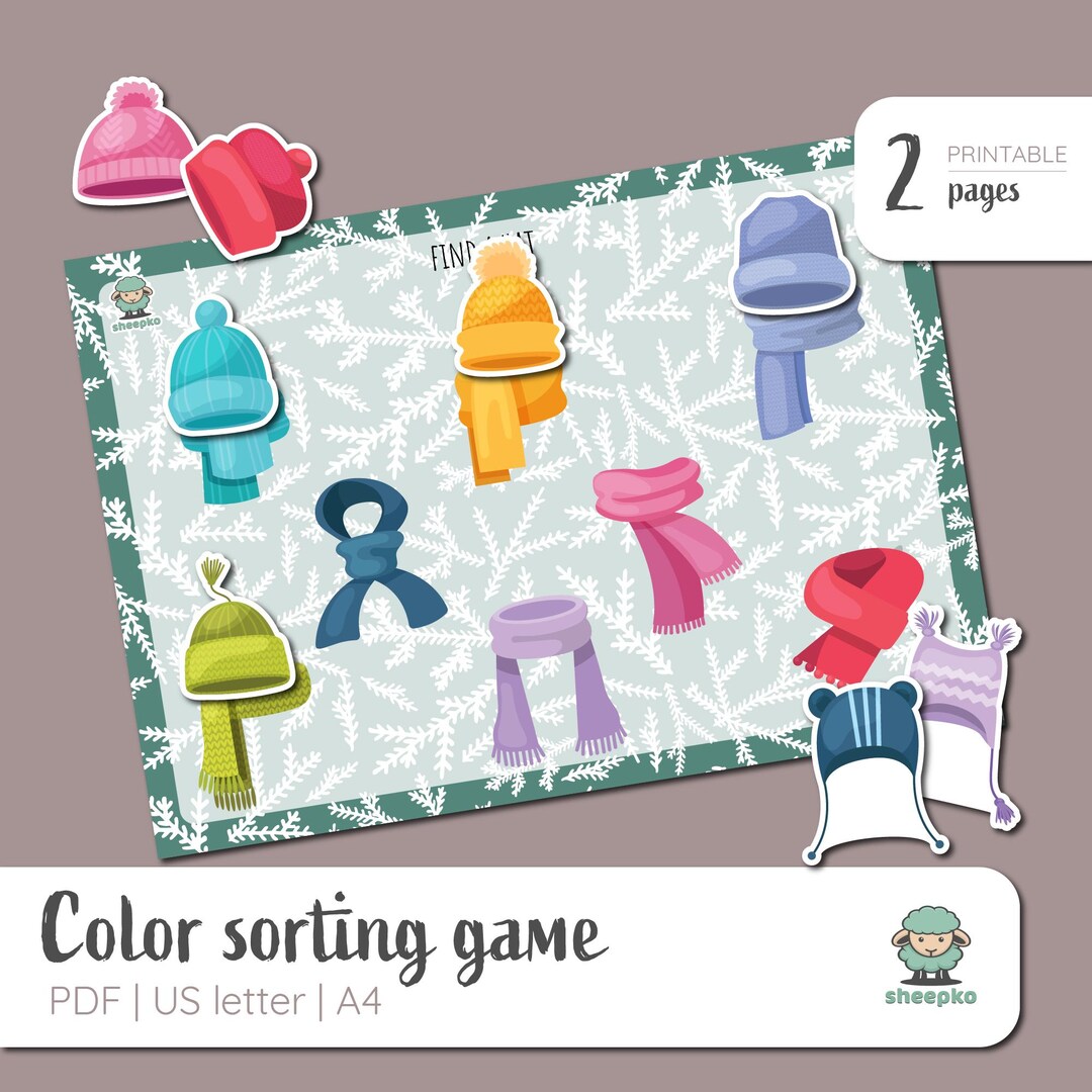 Color Sorting Activity, Winter Busy Book, Busy Book Page for Toddlers ...