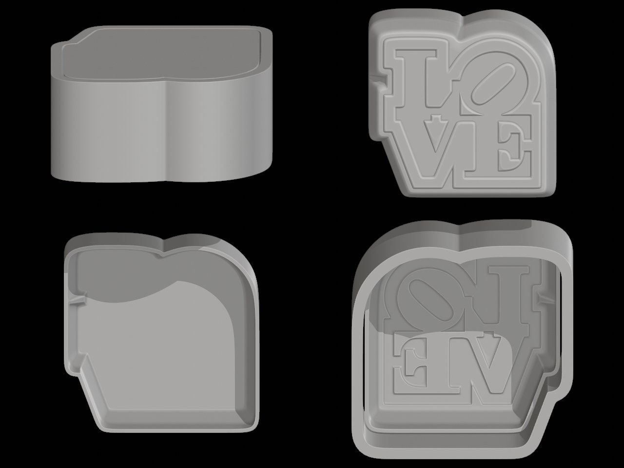 Love 3pc Bathbomb Mold STL 3d Printable File - Etsy