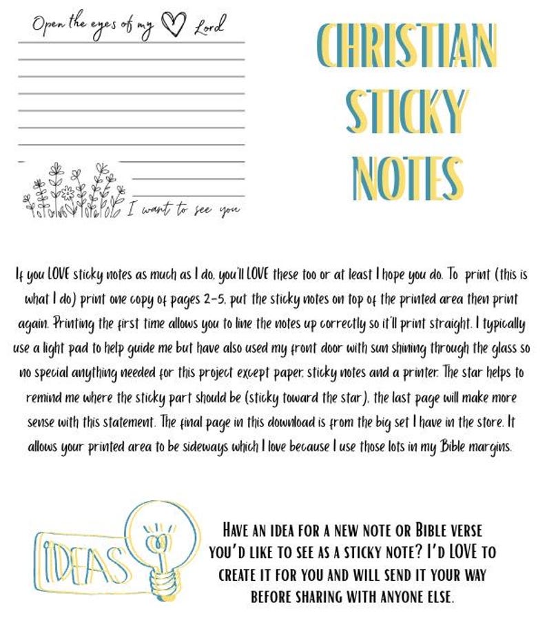 Bible Study & Prayer Printable Sticky Notes - ALMOST FREE!! - Etsy