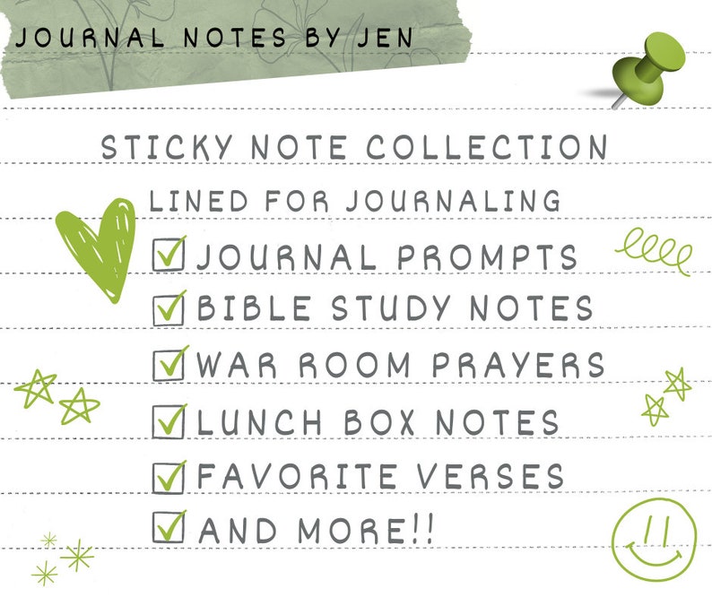 Printable Christian Sticky Notes: Bible Journaling Prompts (digital ...