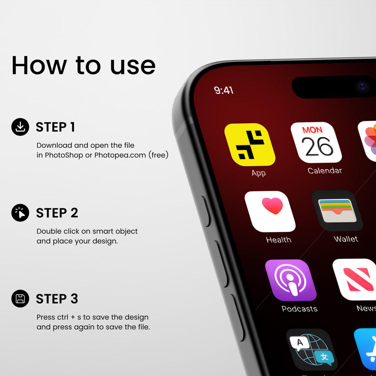 IPhone Close-up Screen Mockup PSD | Realistic Mobile Display View ...