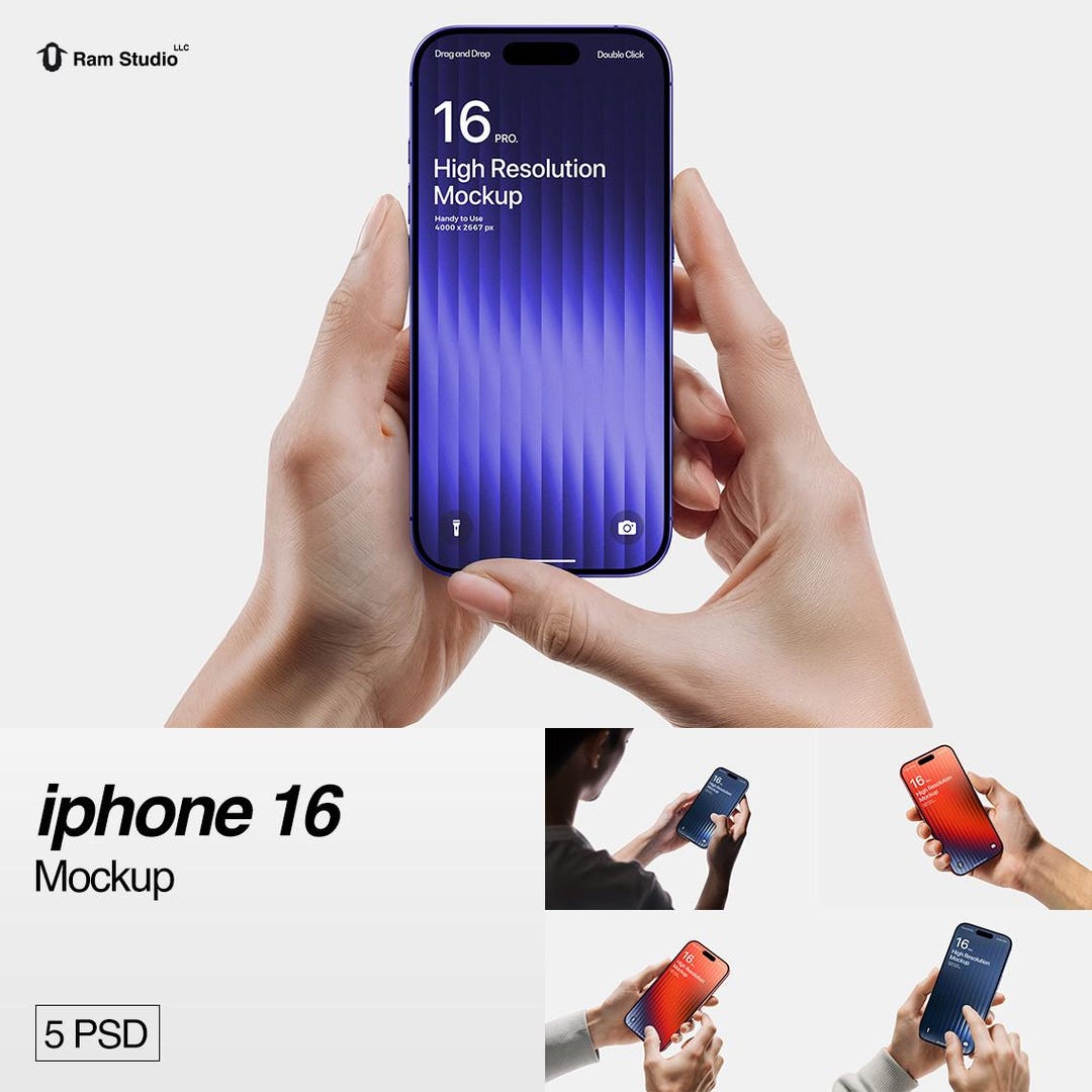IPhone 16 Mockup, Realistischer Hand-Smartphone-Display, Handyschirm ...