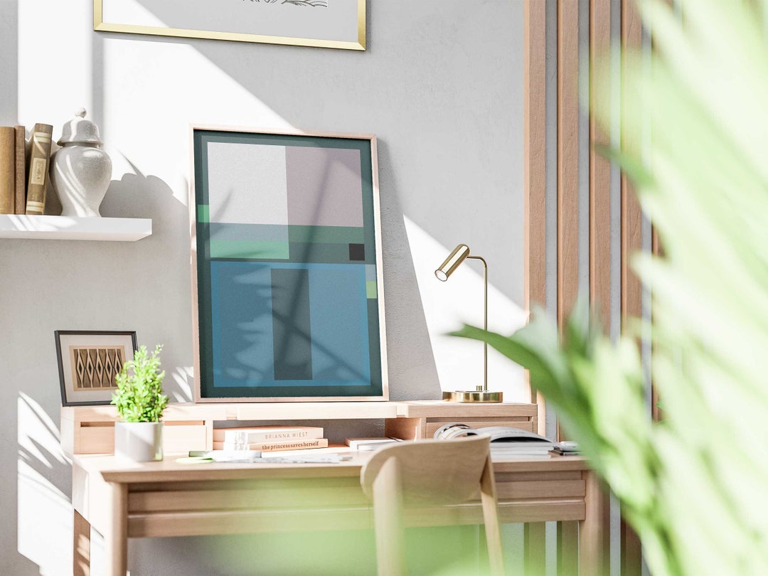 Blue Ocean Tones - Geometric Modern Abstract Print - Colorful Mid ...