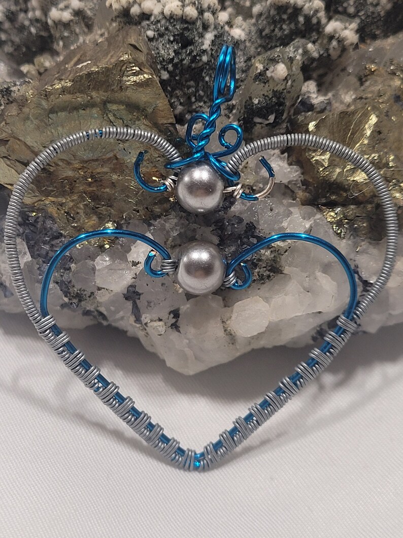 Double Heart Pendant With Beads - Etsy