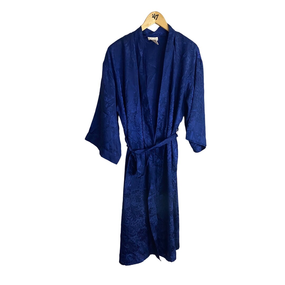 Vintage Inner Most Women's Royal Blue Paisley Print Bath Robe - Medium ...
