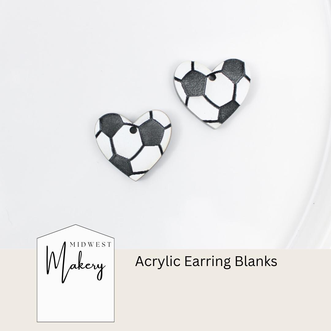 Soccer Ball Heart Blanks, Soccer Acrylic Earring Blanks, Wholesale ...