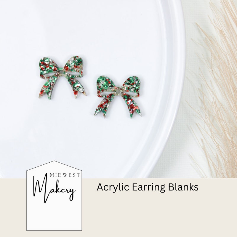 Red Acrylic Bow Earrings - Etsy