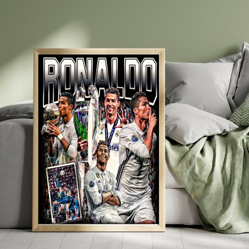 Cristiano Ronaldo, Retro Soccer Prints, Vintage Sport Wall Art ...