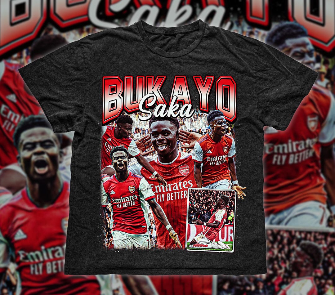Bukayo Saka Shirt, Saka Vintage 90s Bootleg Graphic Shirt, Arsenal Fan ...