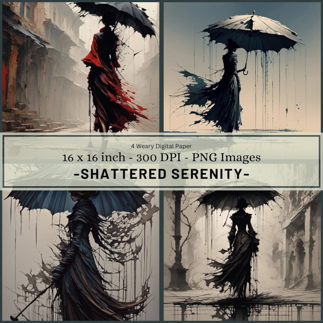 Shattered Serenity Digital Paper Collection Shattered Digital Art Girl ...