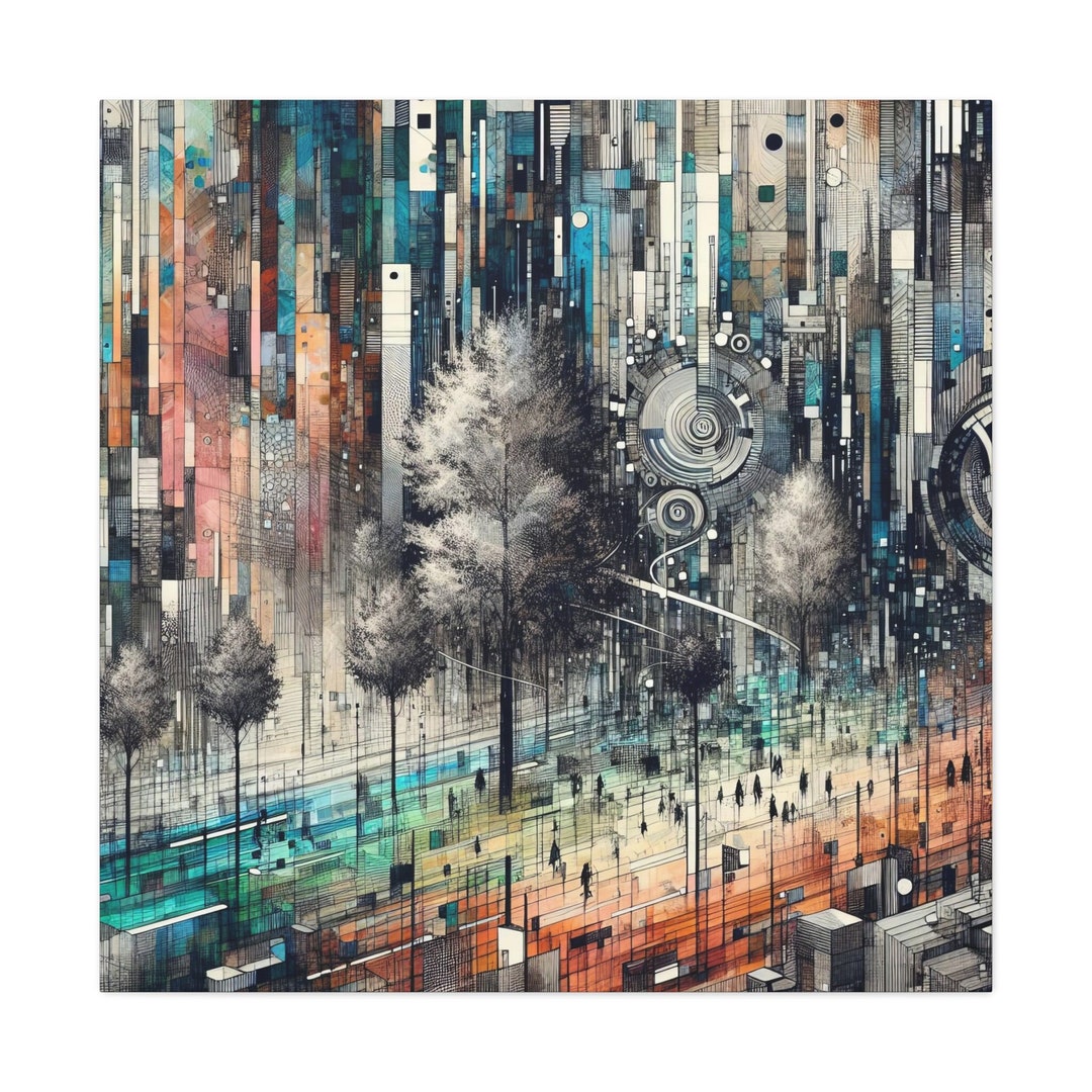 Mechanical Forest Canvas Print Abstract Nature Wall Art Geometric ...