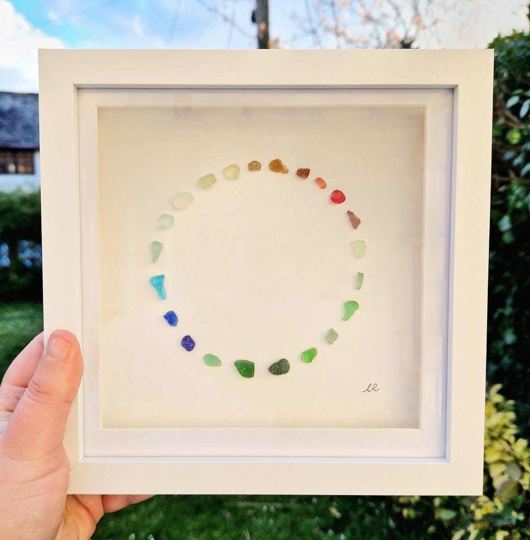 Rainbow Seaglass - Circle Shaped Seaglass Art - Etsy