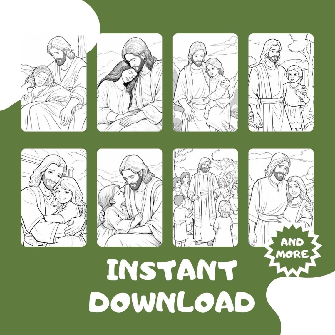 100 Pages Kids Bible Coloring Book, Bible Coloring for Kids, Jesus ...