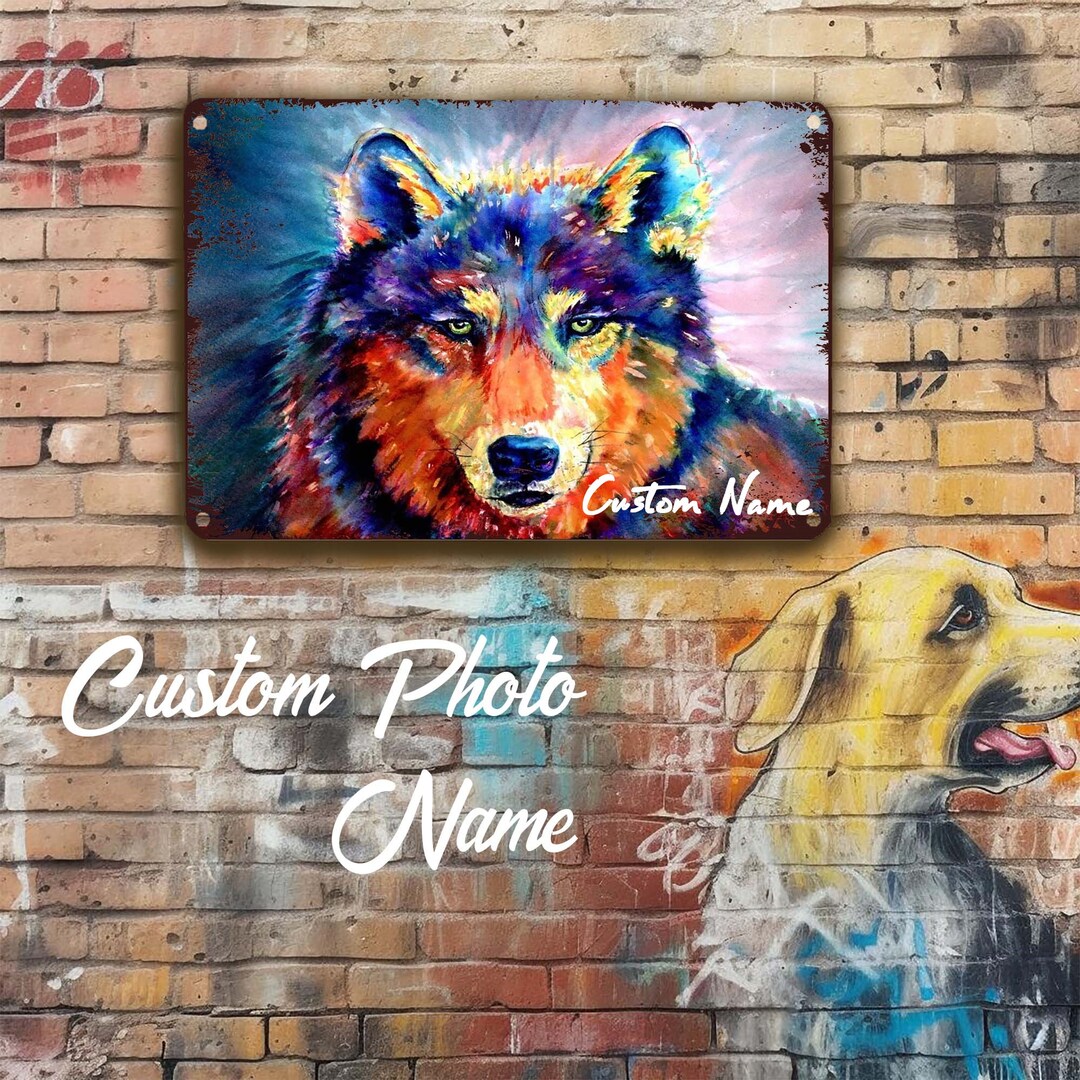 Personalized Name Wild Wolf Metal Sign Custom Vintage Sign Garden Farm ...