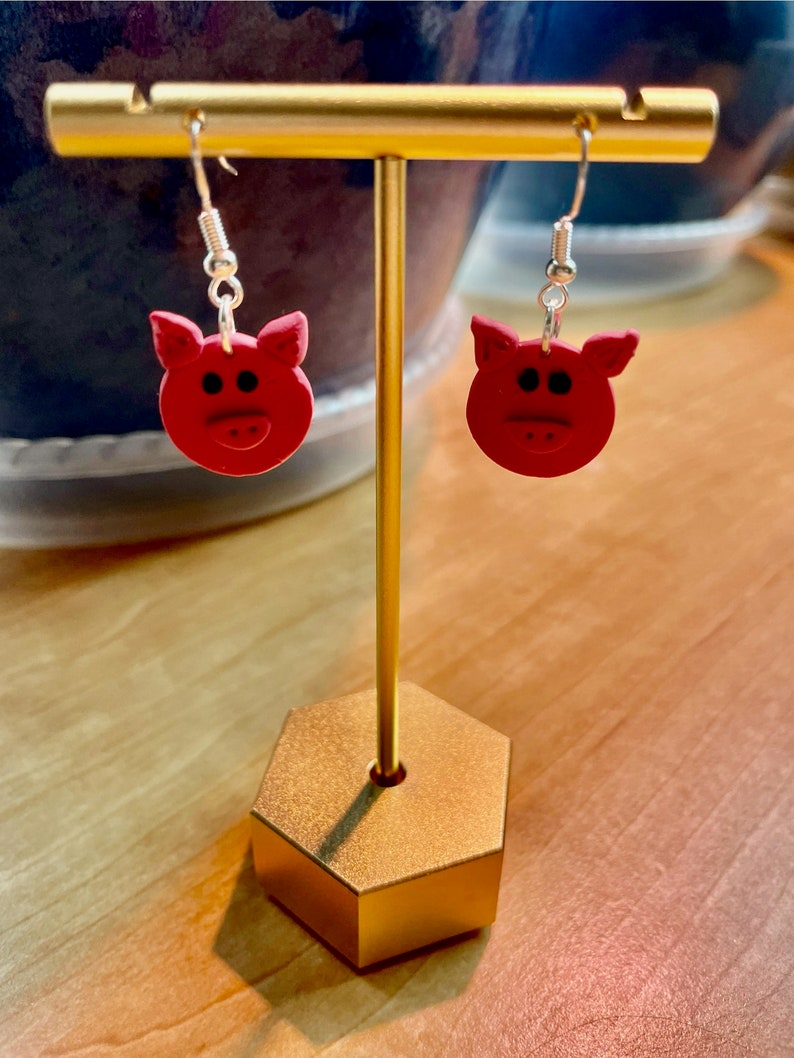 Pig Earrings, Pig Clip Ons, Polymer Clay Earrings, Farm Animal Earrings ...