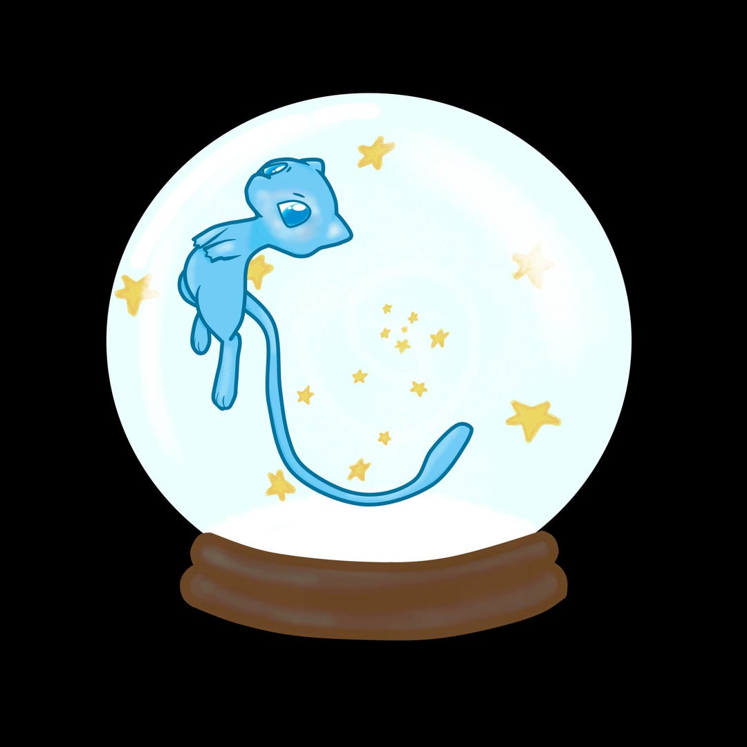 Shiney Mew Snow Globe Sticker - Etsy