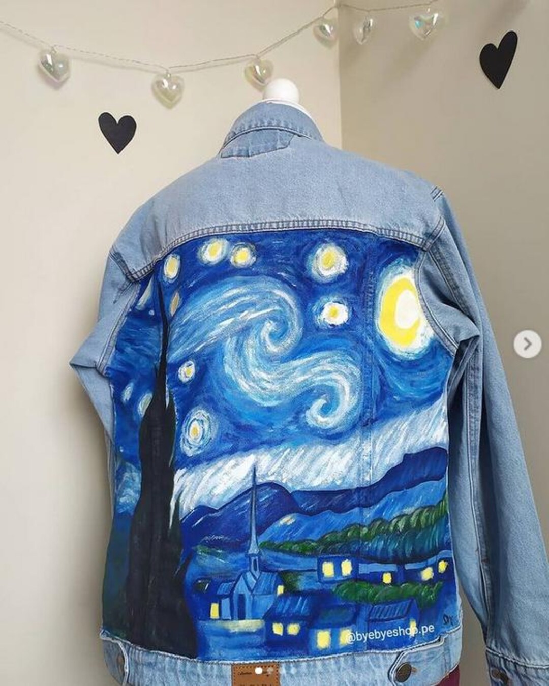 Hand-painted Starry Night Van Gogh Denim Jacket, Custom Clothing ...