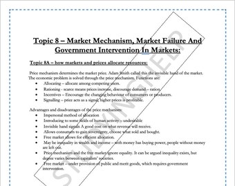 Revision Study Notes for A-level AQA Economic Notes Topic 12 - Etsy