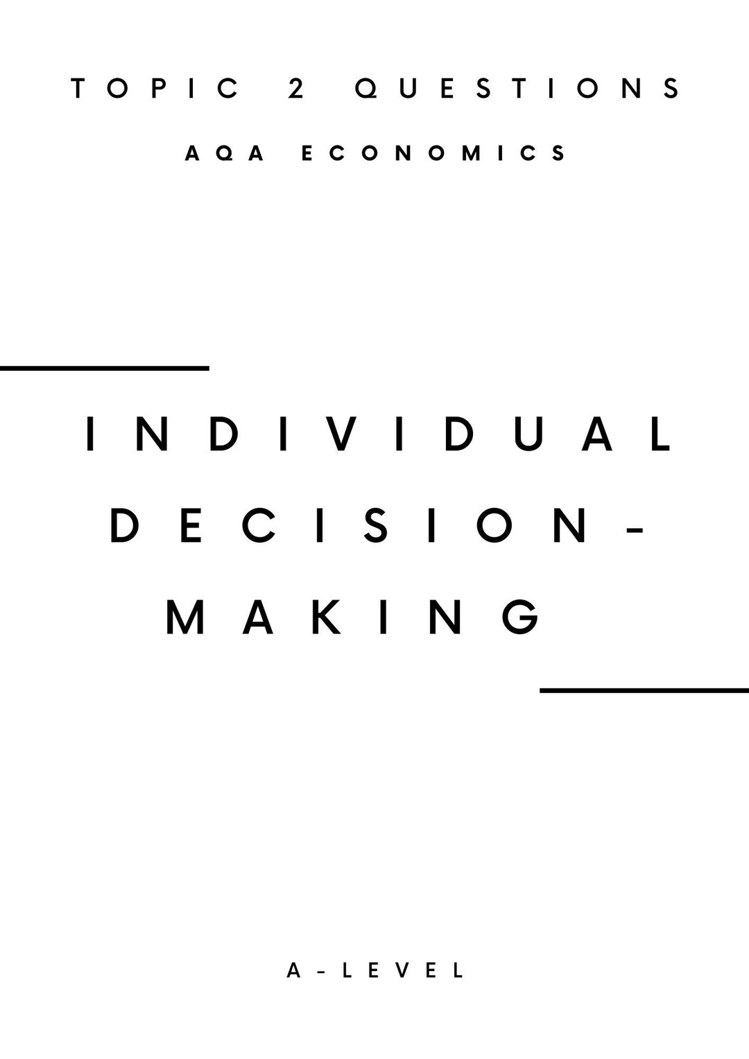 10 Exam Standard Topic Questions for AQA A-level Economics Topic 2 ...