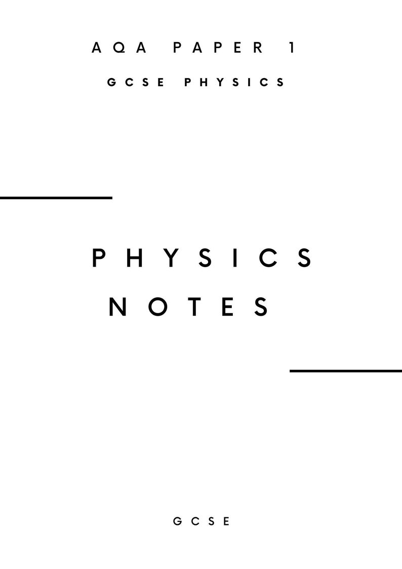 AQA GCSE Revision Notes on Physics Paper 1 - Topics 1-4 - Etsy
