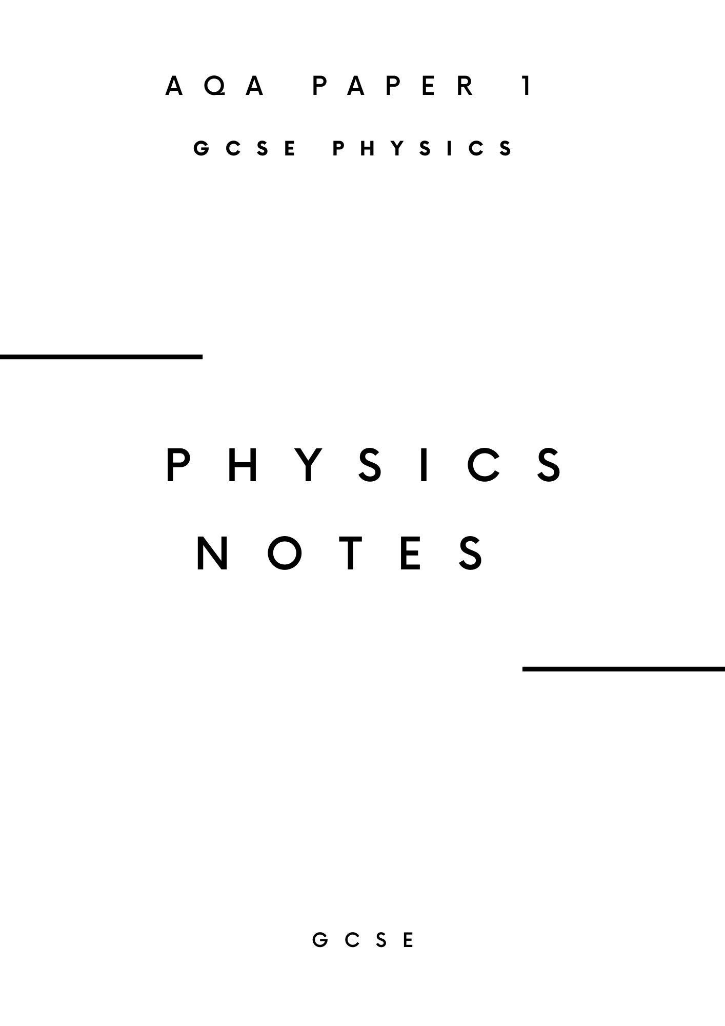 AQA GCSE Revision Notes on Physics Paper 1 - Topics 1-4 - Etsy