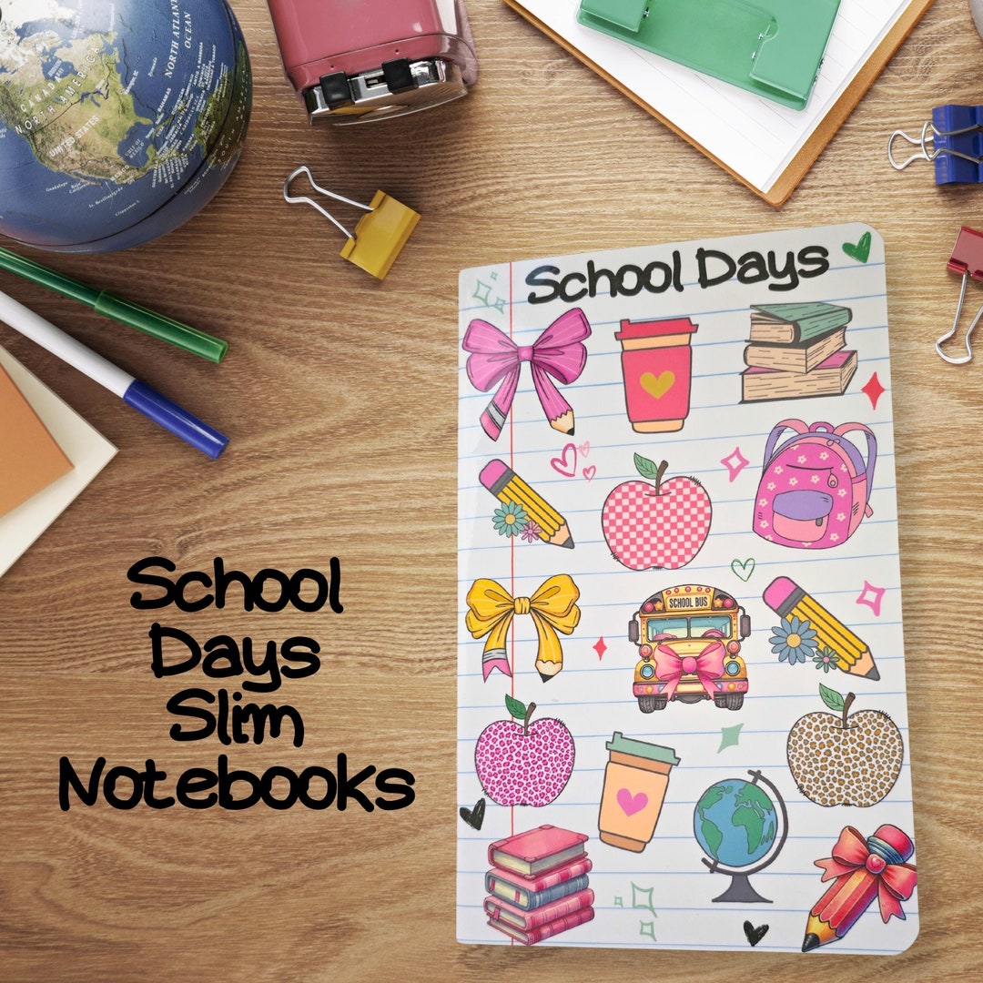 School Days Notebook | Cute Laminated Slim Journal - Etsy