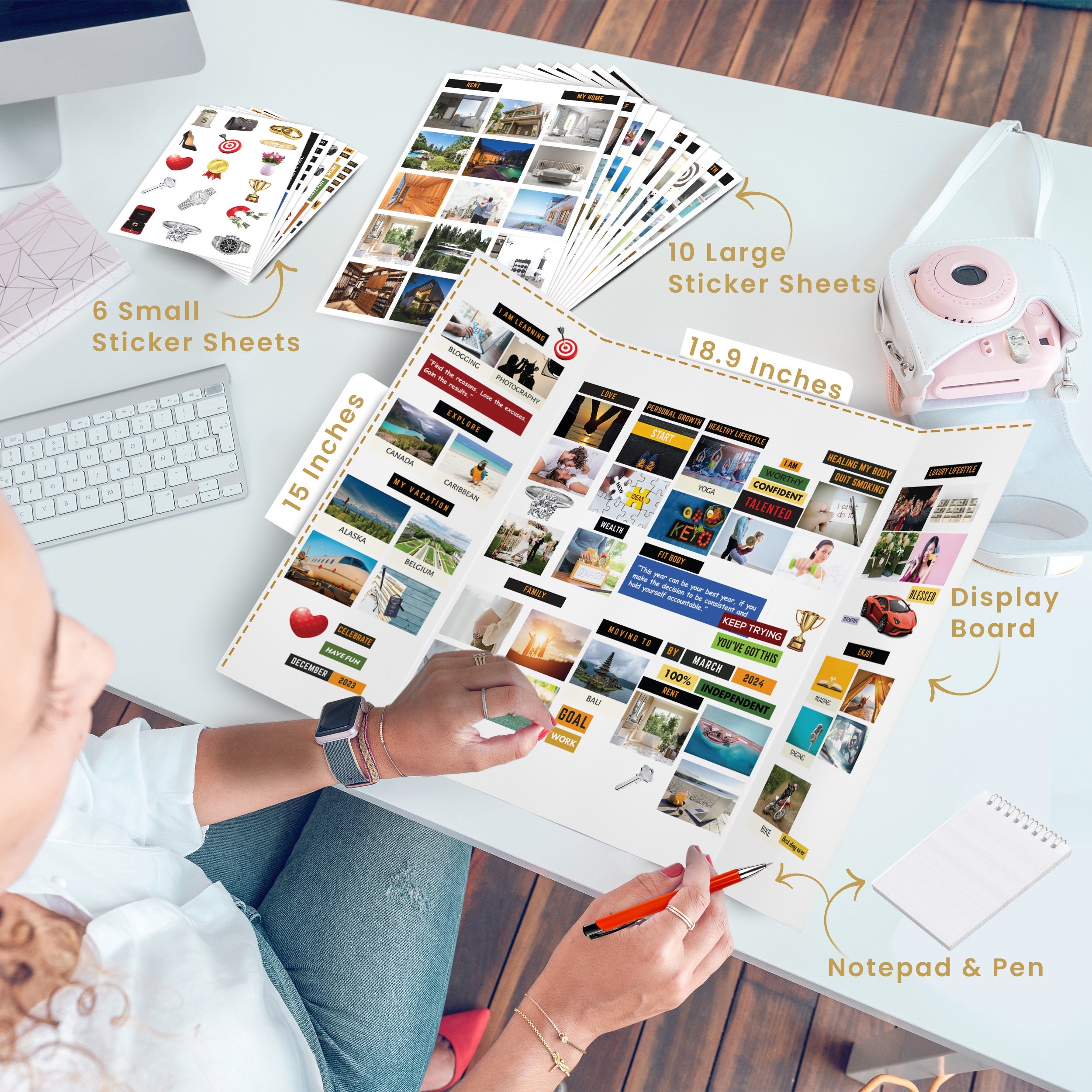 Kit8-vision Board Kit-440 Reusable Inspirational Stickers, Mood Board ...