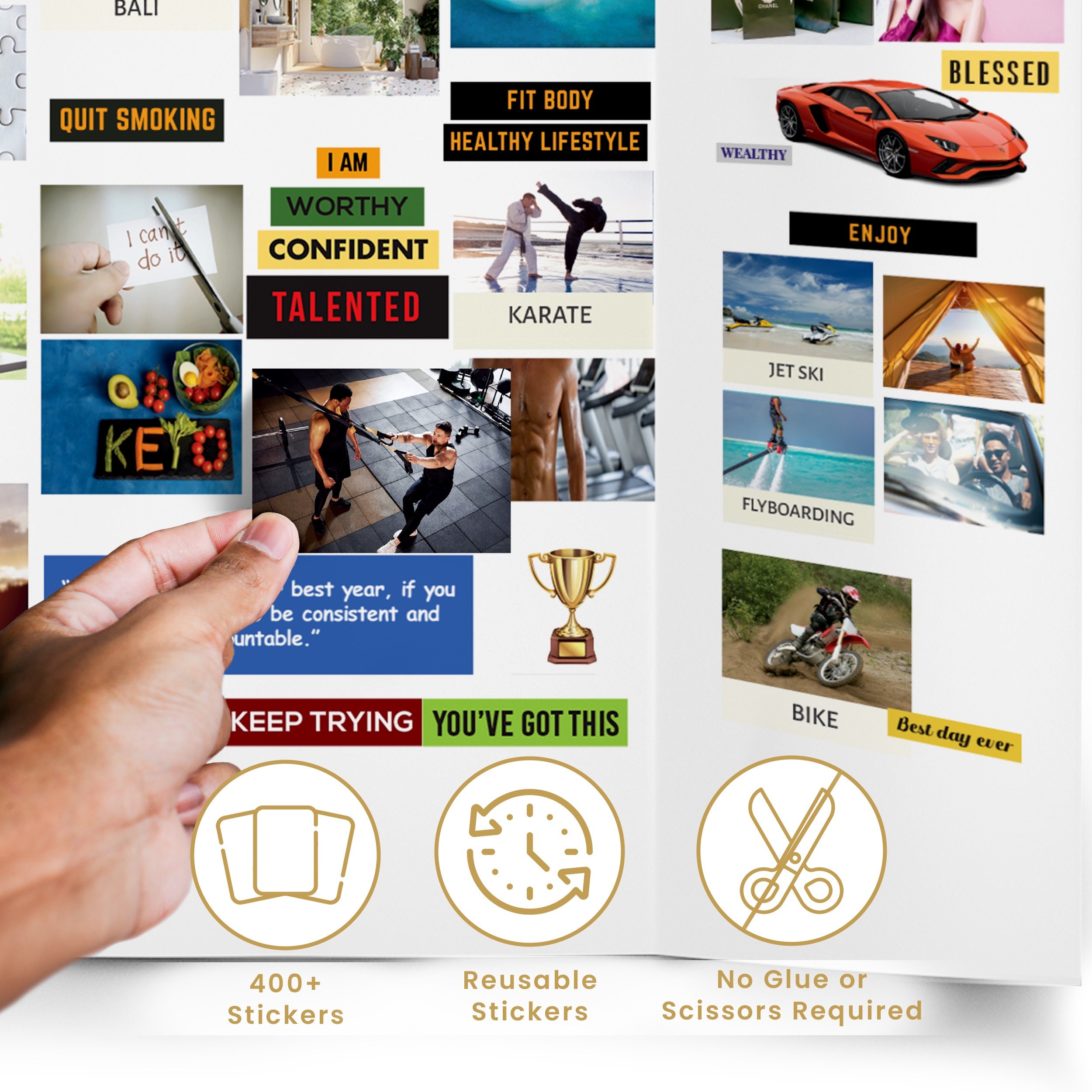 Kit8-vision Board Kit-440 Reusable Inspirational Stickers, Mood Board ...